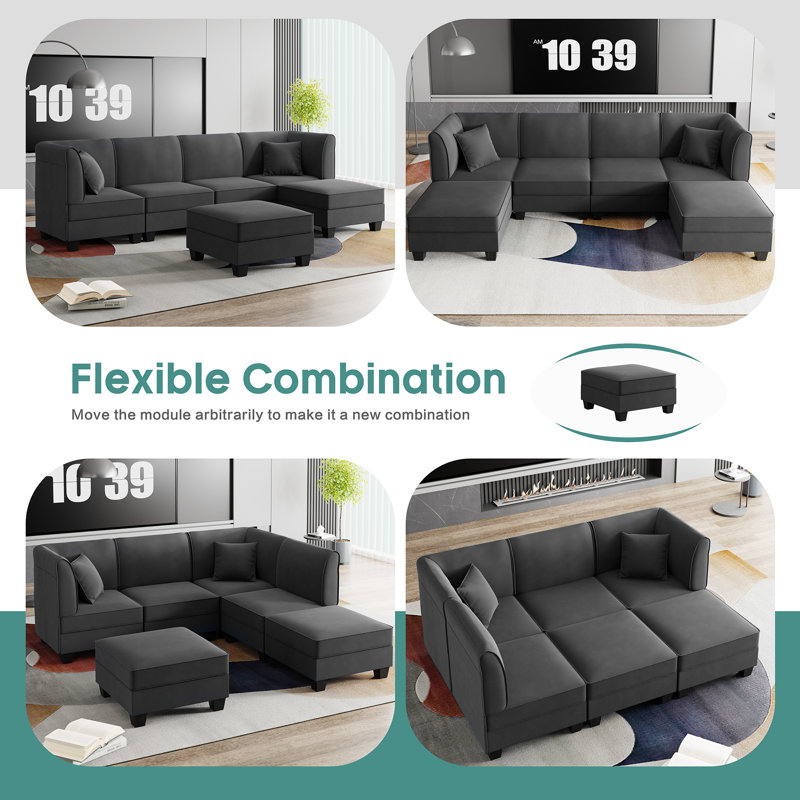 Willa Arlo Interiors Emmett 6 Piece Upholstered Sectional Reviews Wayfair